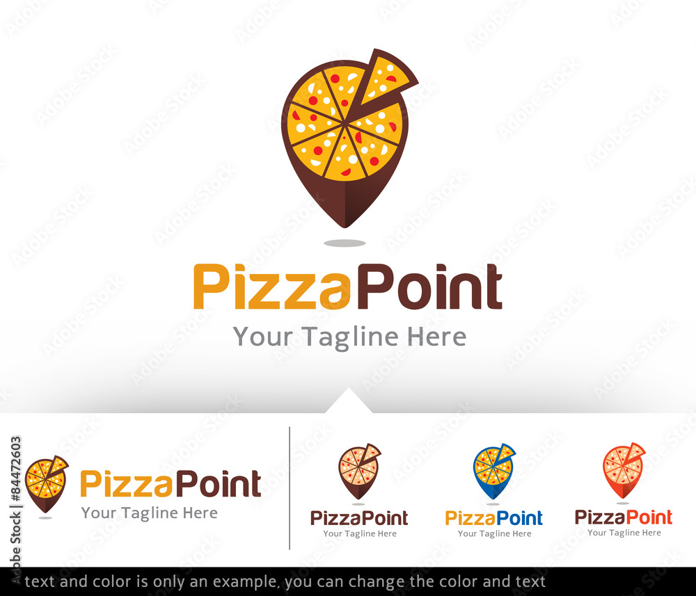 Pizza Point Locator Logo Design Stock Vector | Adobe Stock