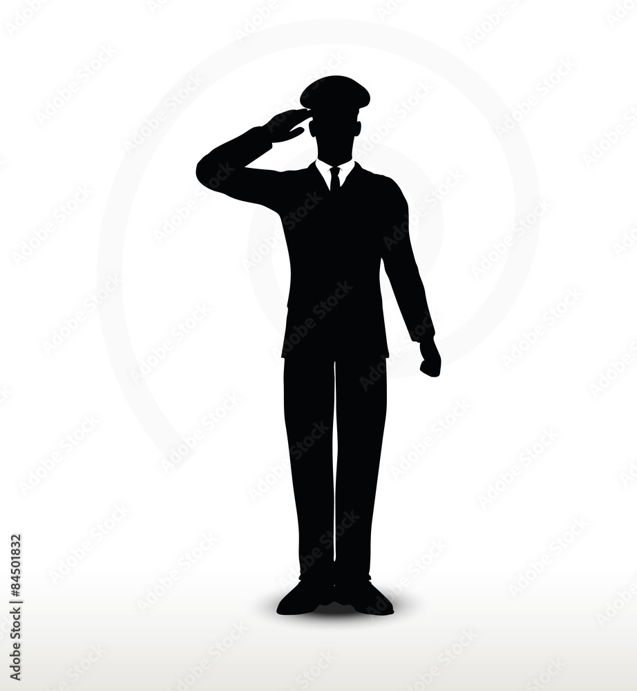 army general silhouette with hand gesture saluting Stock Vector | Adobe ...