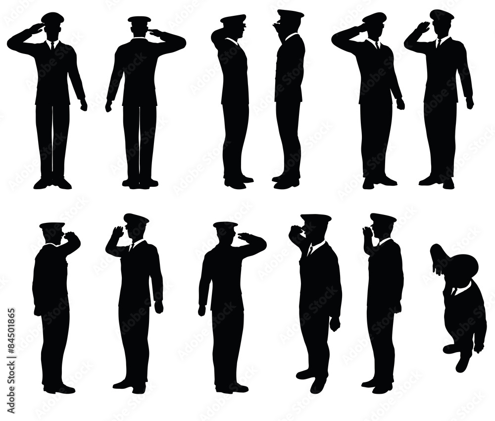 army general silhouette with hand gesture saluting Stock Vector | Adobe ...