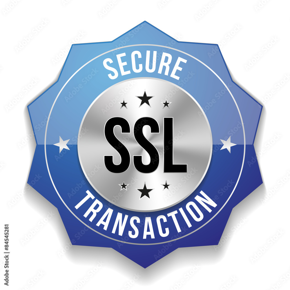 Blue ssl secure transaction button on white background Stock Vector ...