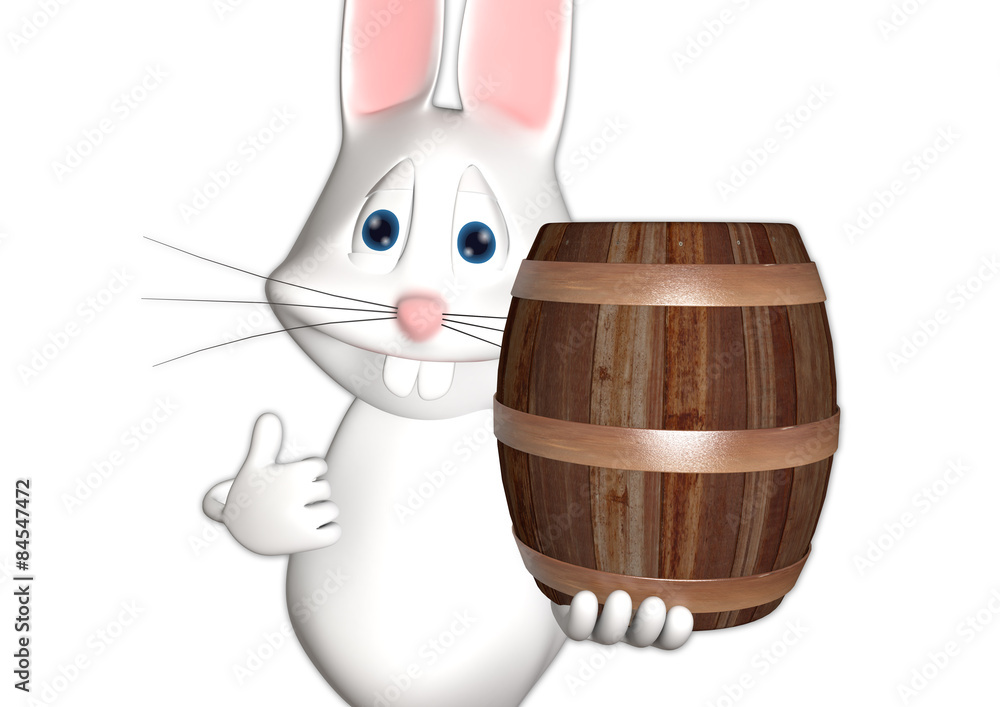 Hase Fass Weinfass Bierfass 3D weiß zeigen Comic Stock Illustration ...