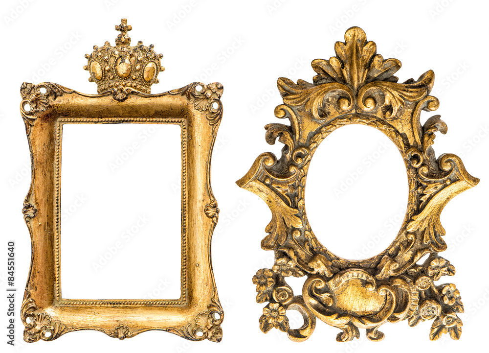 Baroque style golden picture frame isolated on white background Stock ...