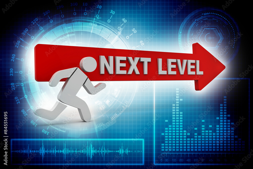 3d people - man, person with a arrow and text Next level Stock ...