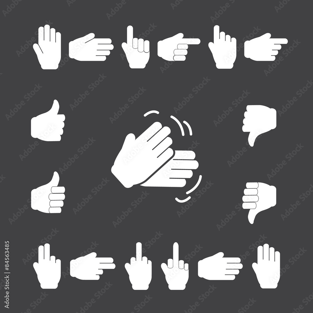 White Symbols Hands Stock Vector | Adobe Stock