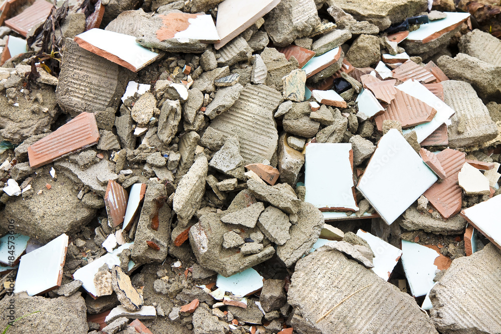 Debris after the demolition of a building Stock Photo | Adobe Stock
