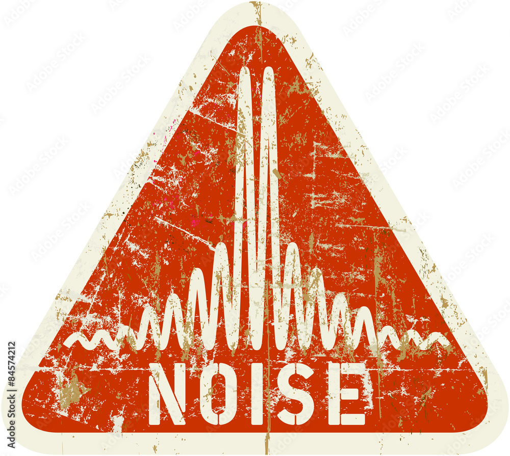 noise warning sign, grungy style, vector illustration Stock Vector ...