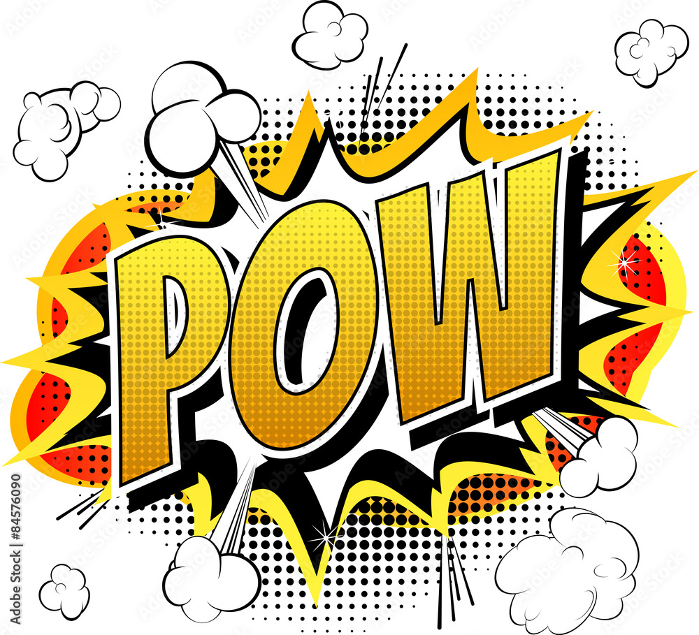 Pow - Comic book, cartoon expression isolated on white background ...