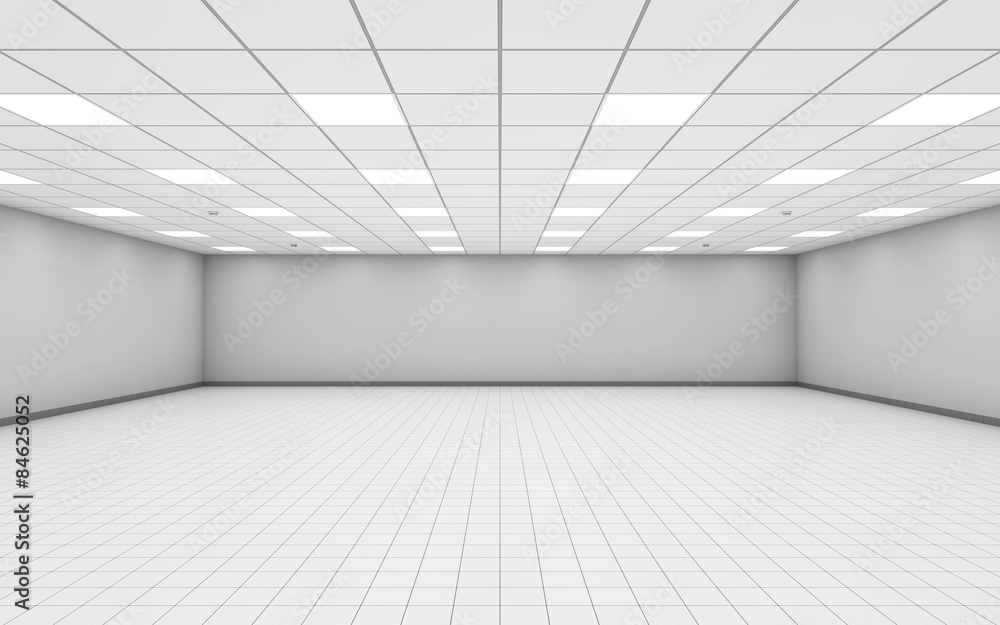 Wide empty office room interior with white walls 3 d Stock Illustration ...