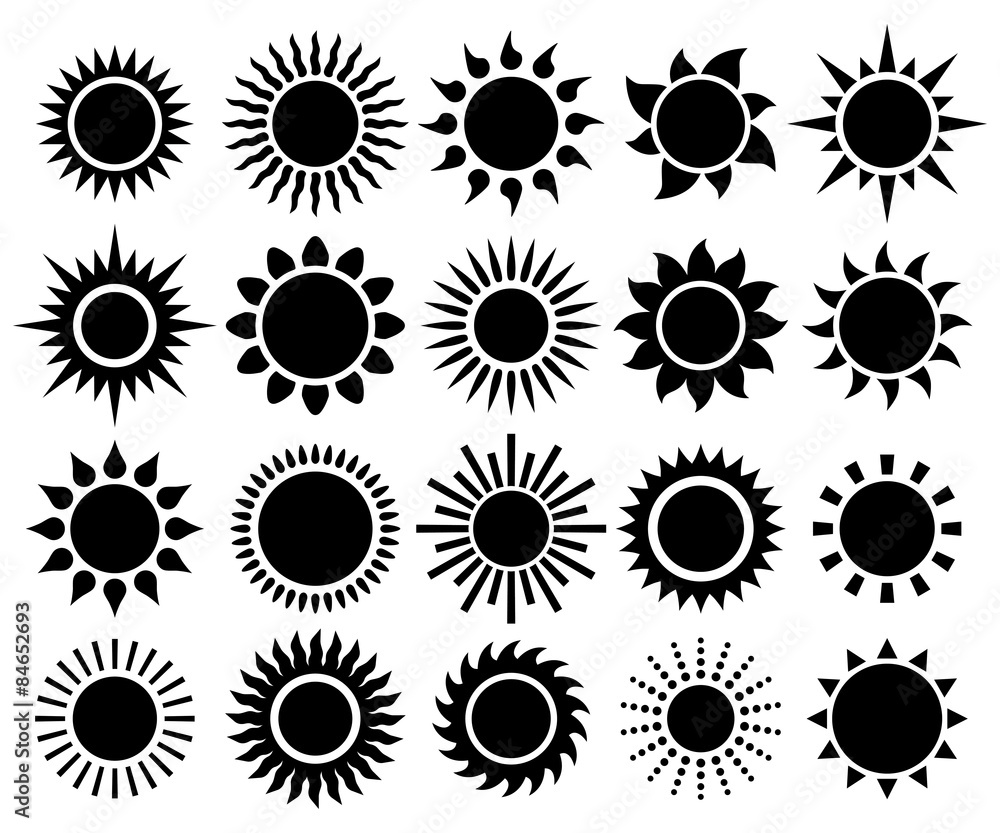 sun silhouette vector set Stock Vector | Adobe Stock