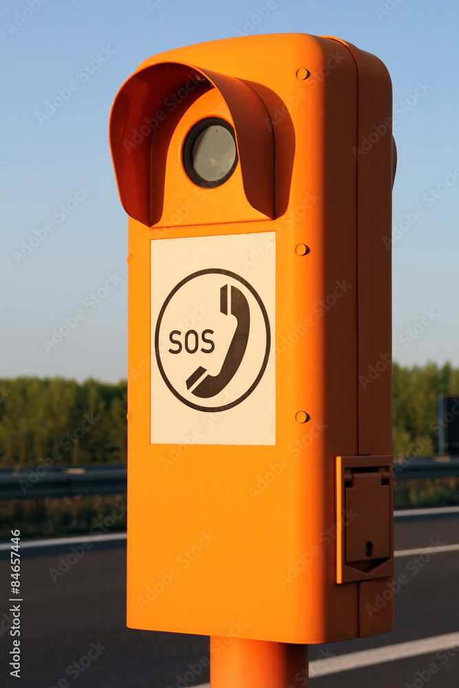 Notrufsäule auf der Autobahn Stock Photo | Adobe Stock