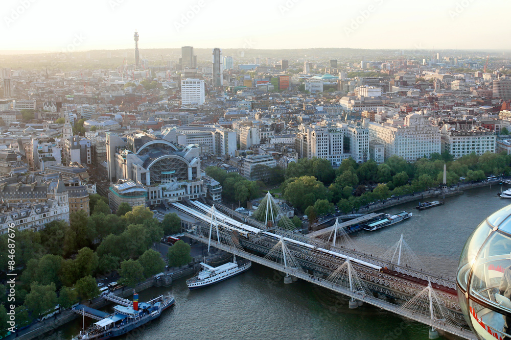 Beautiful view on London's north-western part from London Eye tourist ...
