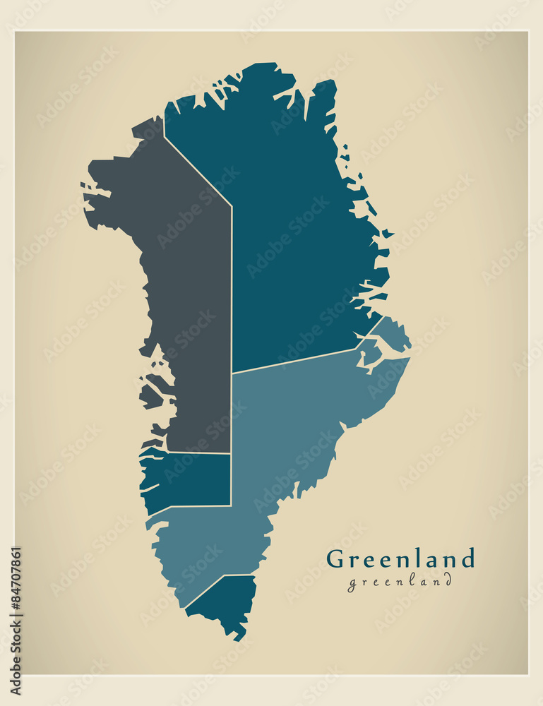 Modern Map - Greenland with regions GL Stock Vector | Adobe Stock