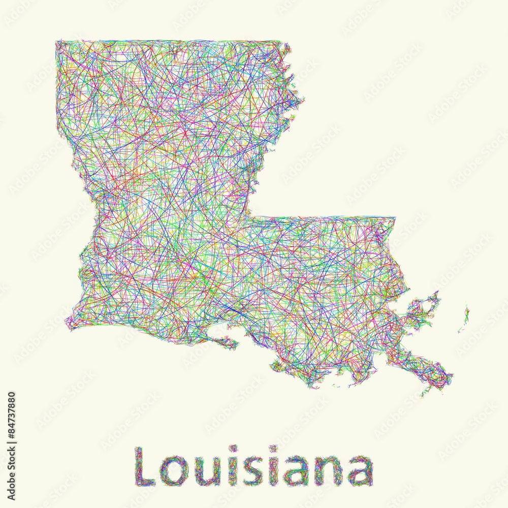 Louisiana line art map Stock Vector | Adobe Stock