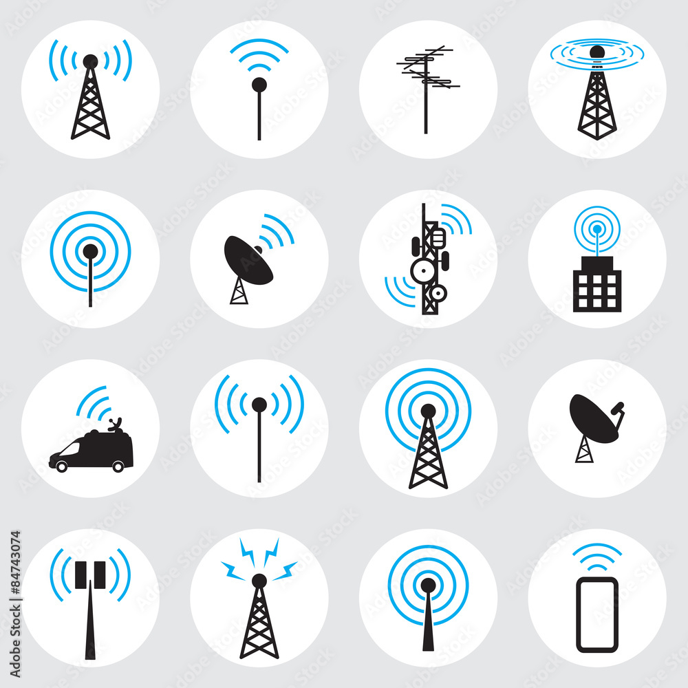 Antenna icon set Stock Vector | Adobe Stock