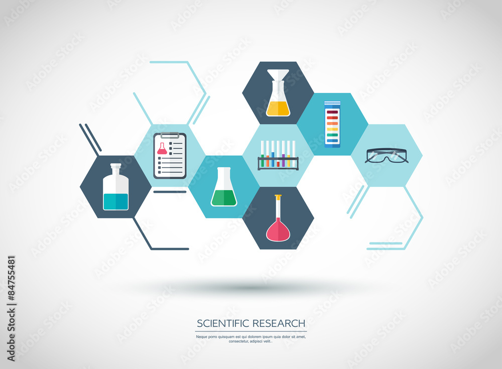 Sconcept. Chemical banner, background, cover. Chemical icons. Flat ...