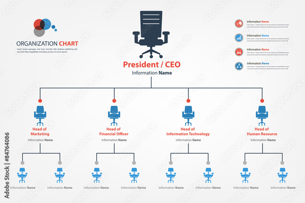 Modern and smart organization chart in which apply chair icon in Stock ...