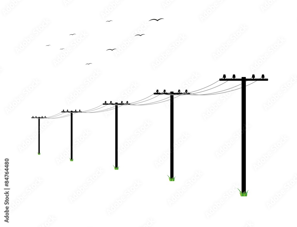 high voltage power lines Stock Vector | Adobe Stock