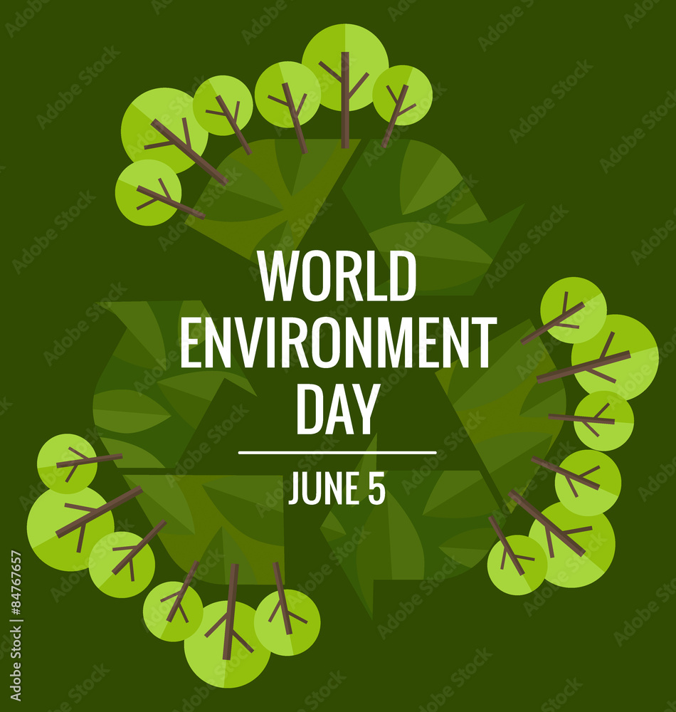 World environment day concept with tree background. Vector illus Stock ...