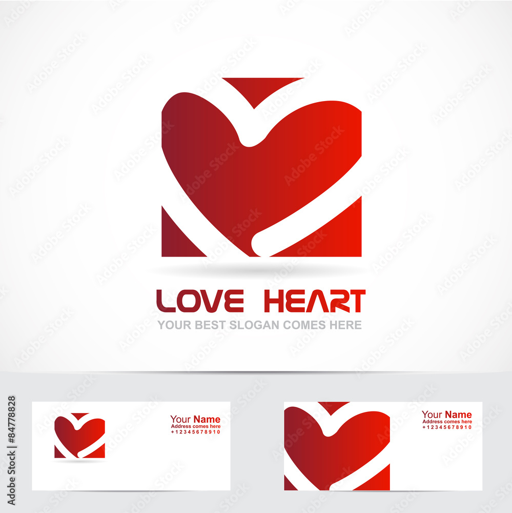 Love heart logo red Stock Vector | Adobe Stock