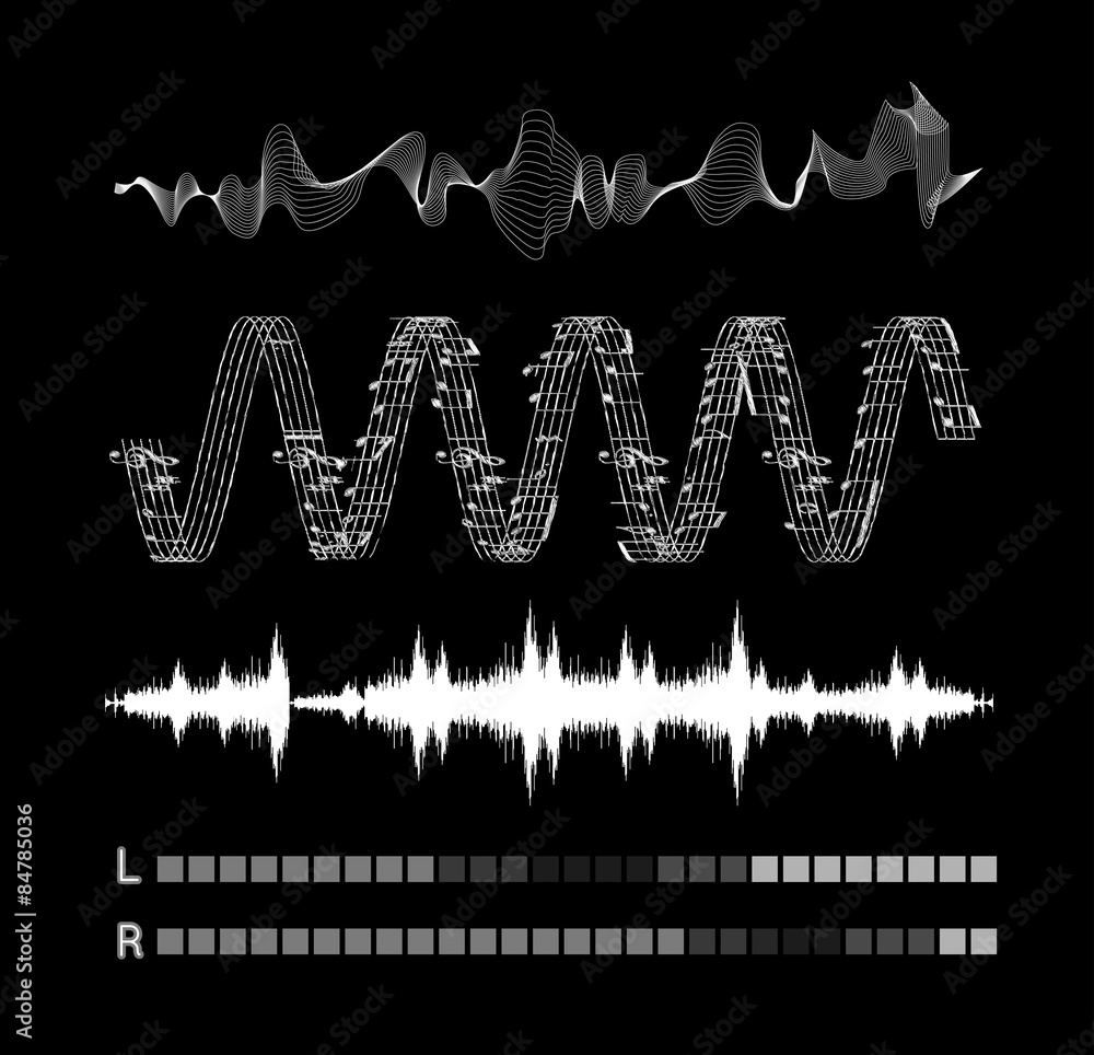 Vector sound waves set Stock Vector | Adobe Stock