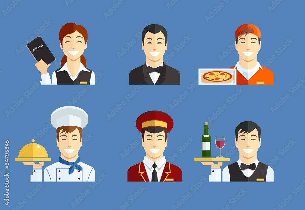 Restaurant service. Set of Eps10 flat vector icons illustration Stock ...