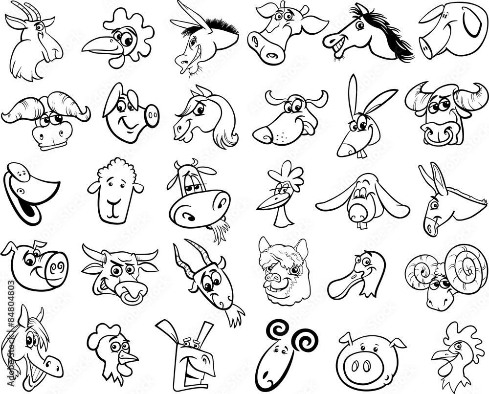 farm animals set coloring page Stock Vector | Adobe Stock