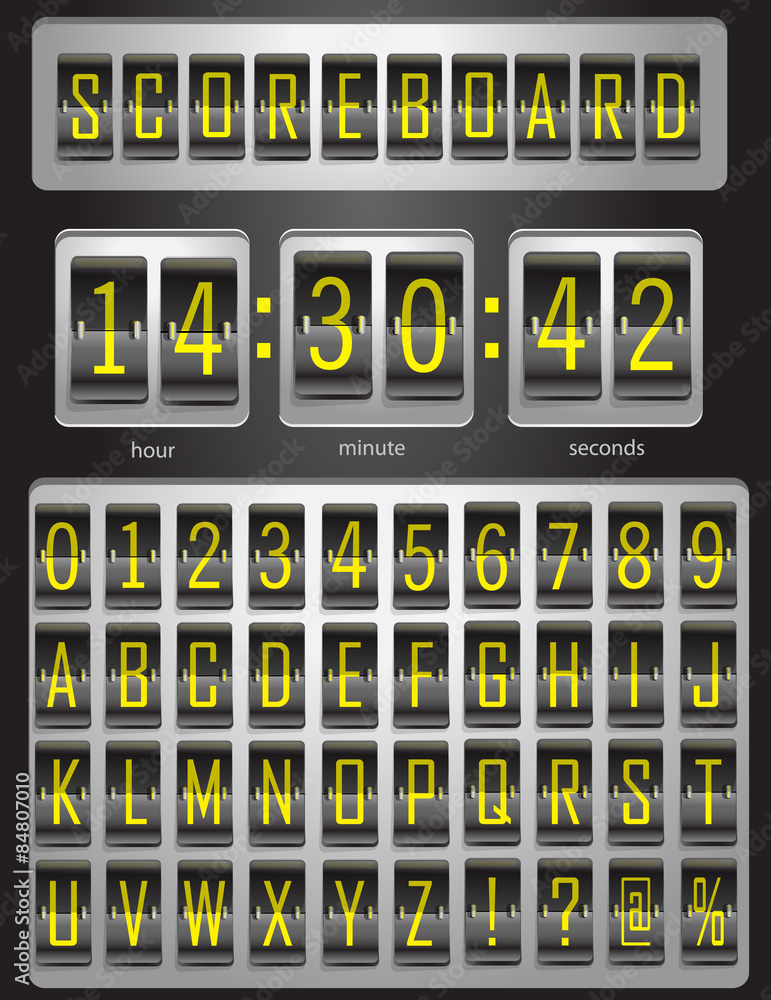 Scoreboard, sports board with a full set of English alphabet and ...