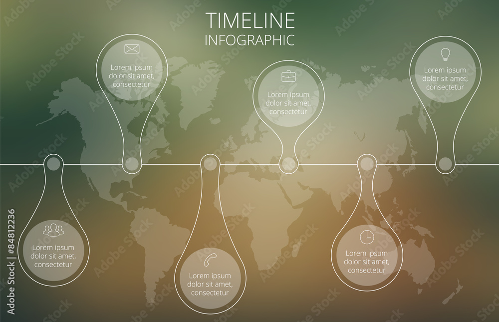 Vector world map timeline illustration Stock Vector | Adobe Stock