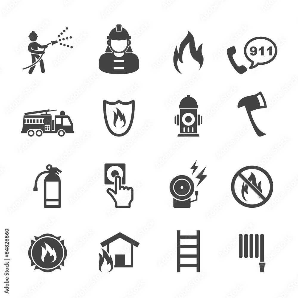 firefighter icons Stock Vector | Adobe Stock
