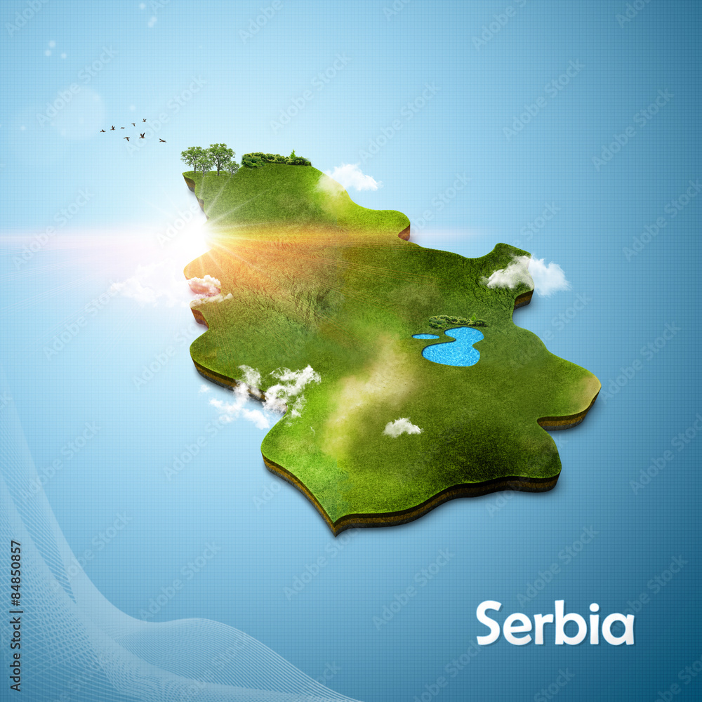 Realistic 3D Map of Serbia Stock Illustration | Adobe Stock