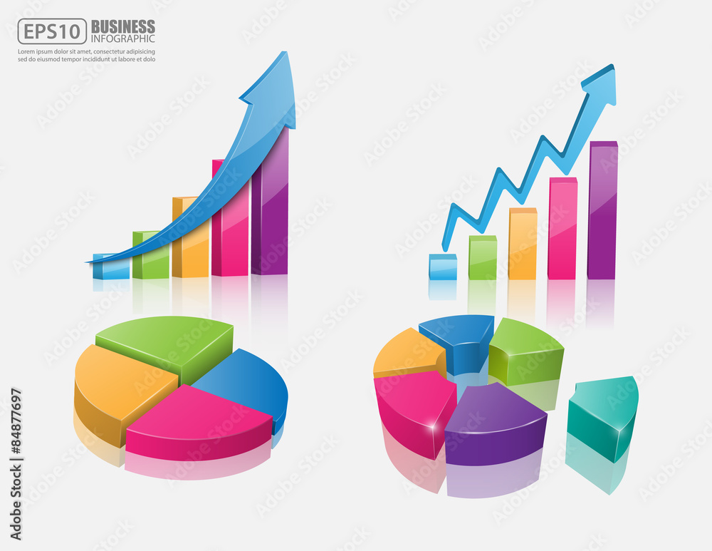 Set of vector 3d graph, vector Stock Vector | Adobe Stock