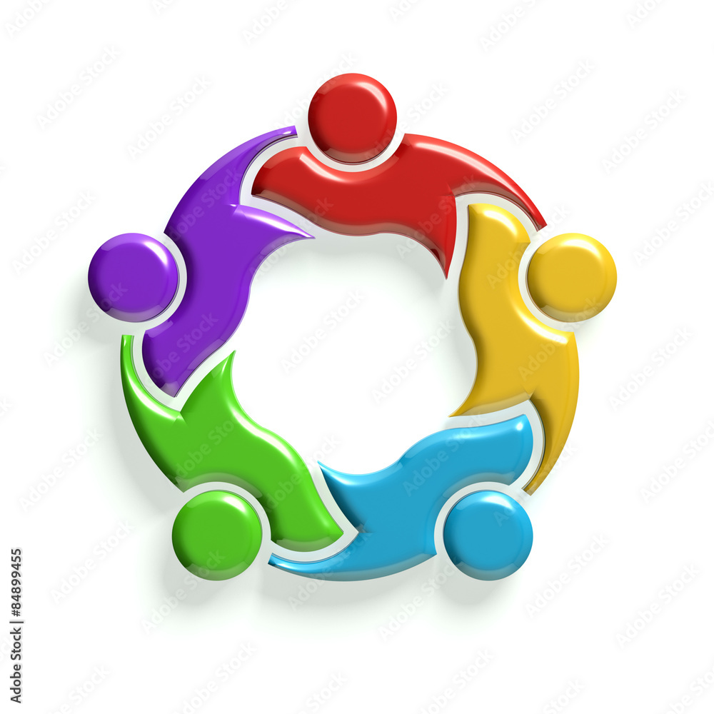3D Group of people holding each other. Cooperation concept Stock ...