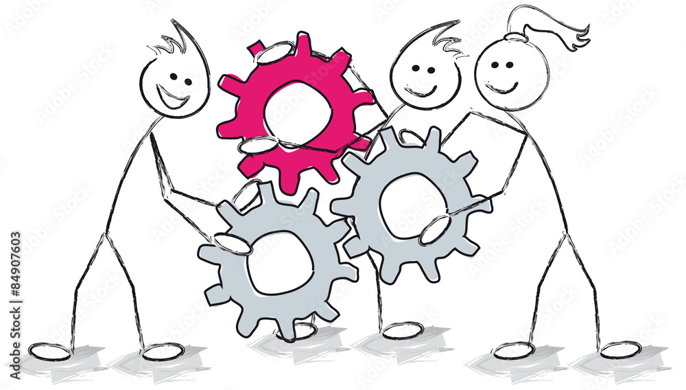 personnages qui montent un rouage Stock-Vektorgrafik | Adobe Stock