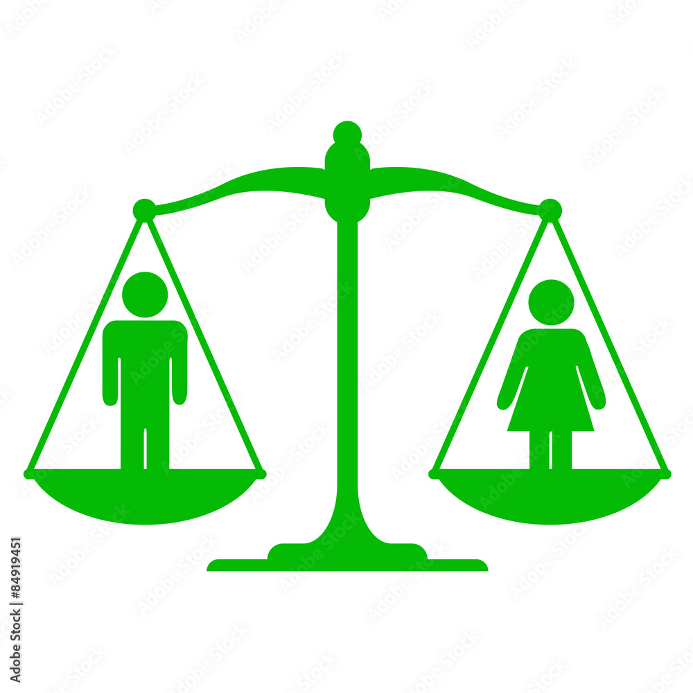 Icono balanza con simbolo hombre mujer verde Stock Illustration | Adobe ...