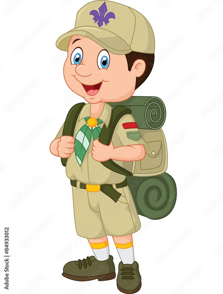 Cartoon little boy scout Stock Vector | Adobe Stock