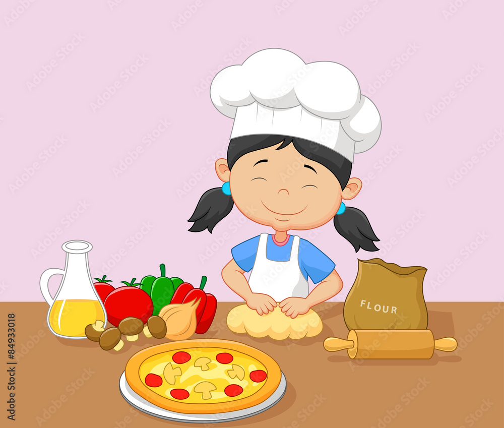 Cartoon little girl baking Stock Vector | Adobe Stock