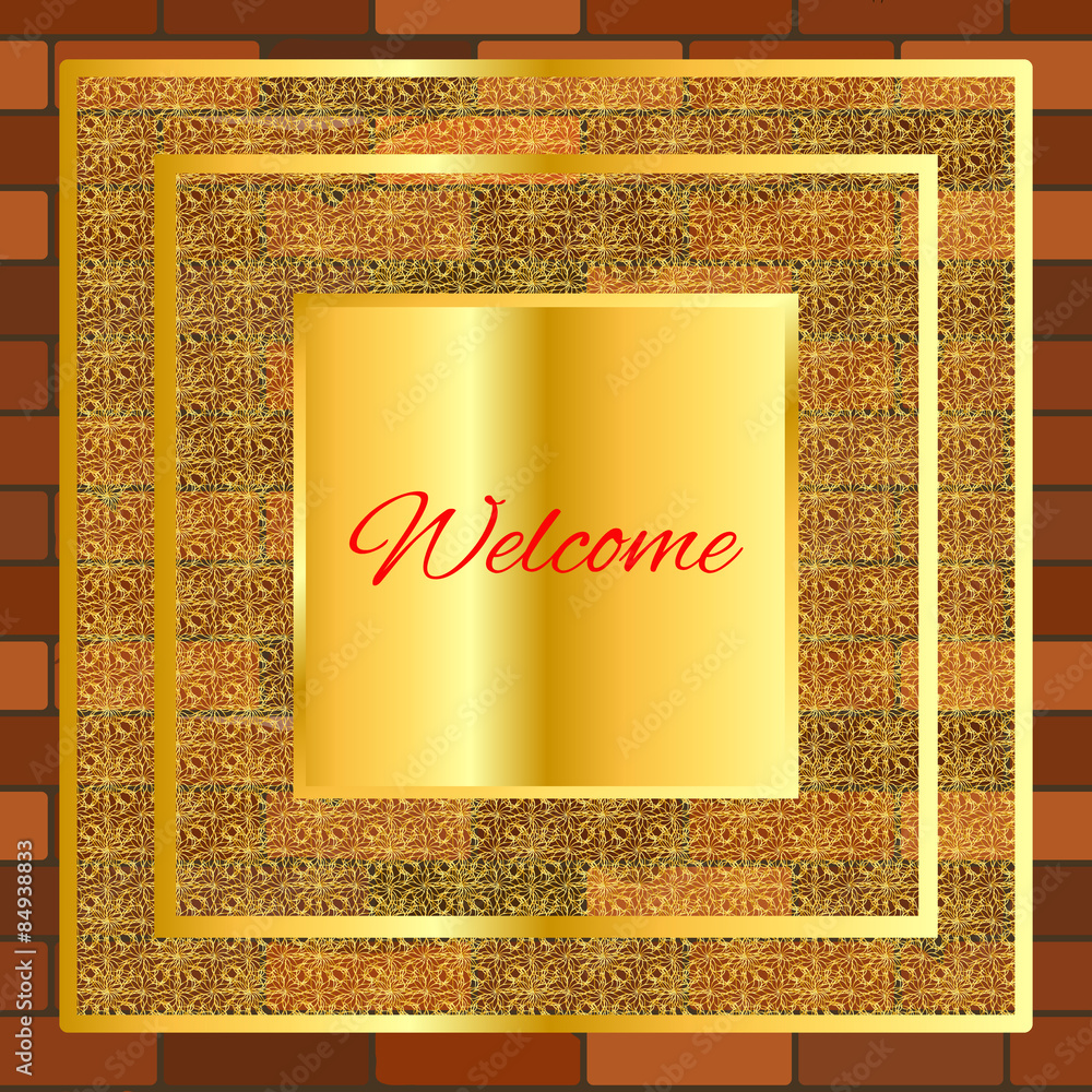 Welcome Border Design Element gold signboard Stock Illustration | Adobe ...
