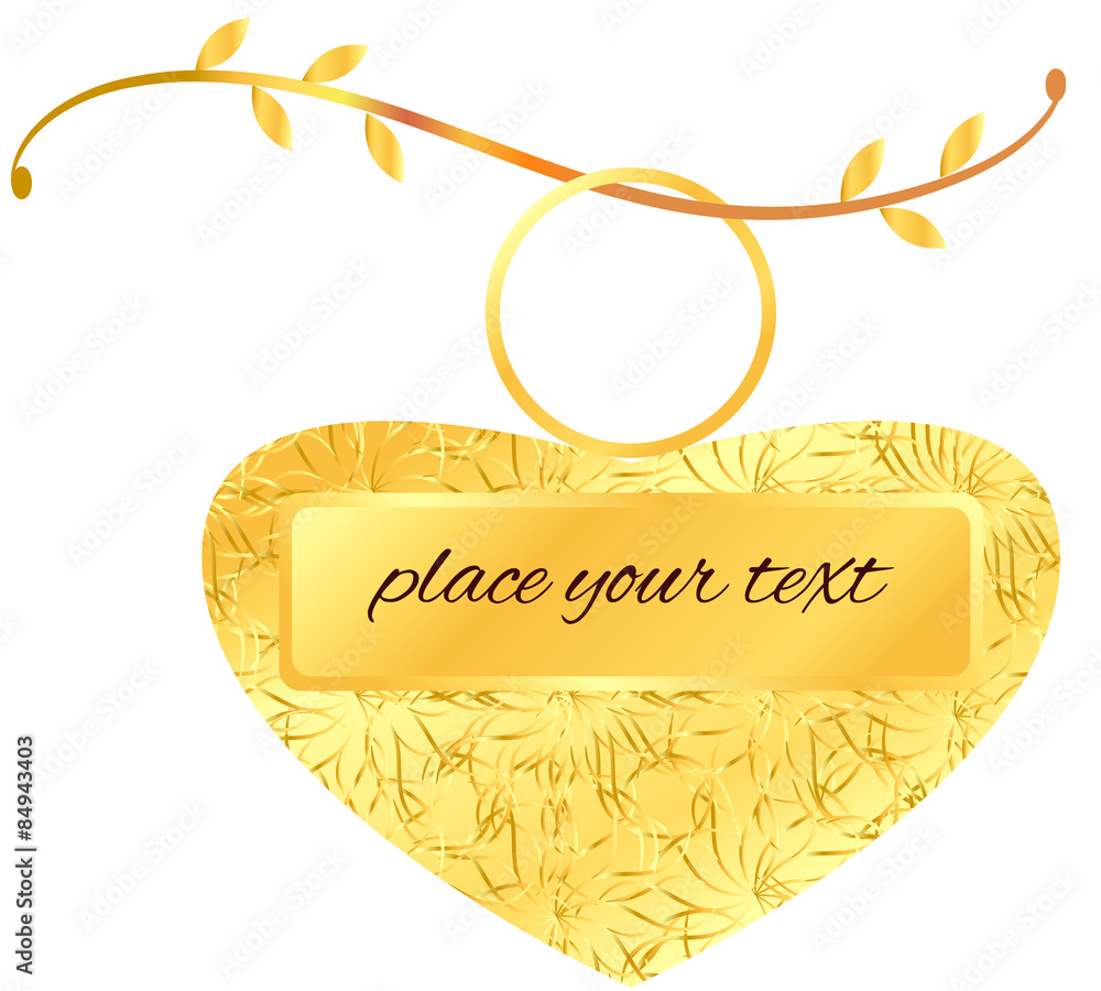 heart Border Design Element gold signboard Stock Illustration | Adobe Stock