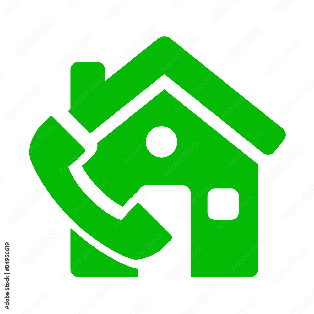 Icono casa con simbolo telefono verde ilustración de Stock | Adobe Stock