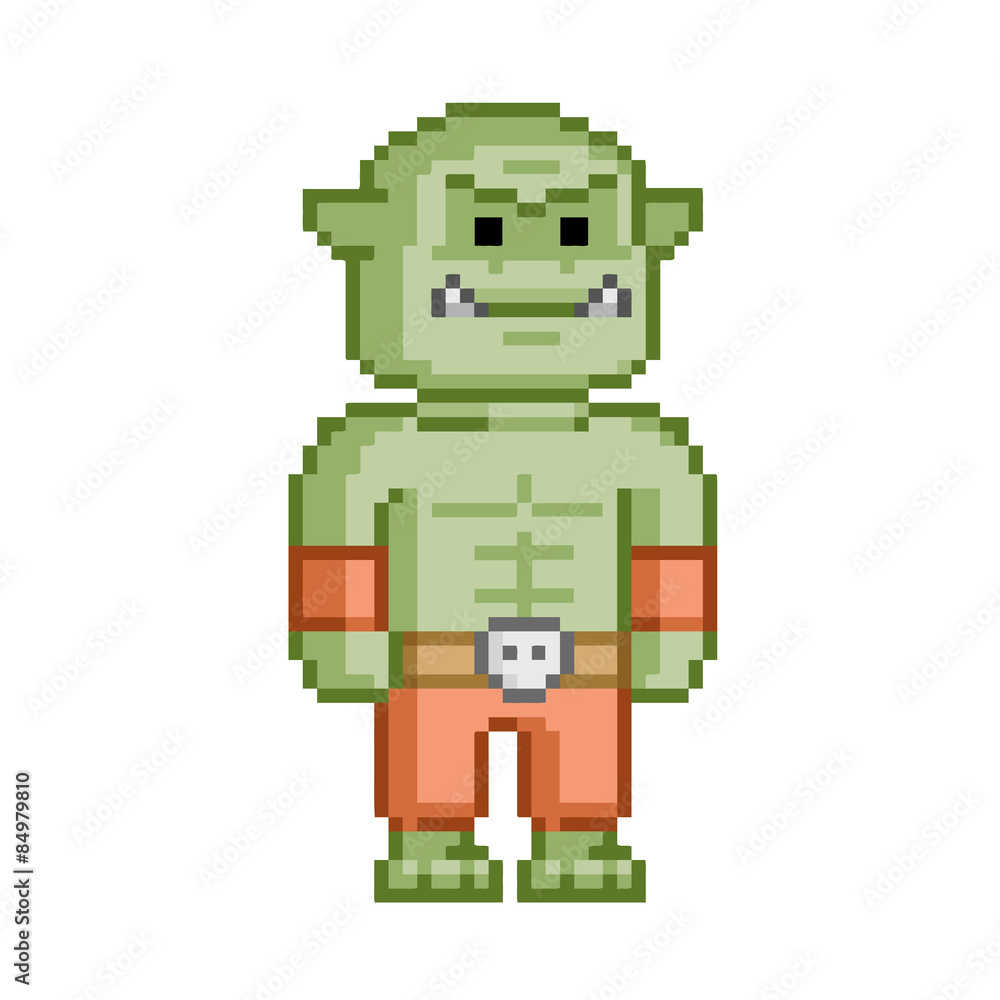 Pixel orc for 8 bit video game Stock Vector | Adobe Stock