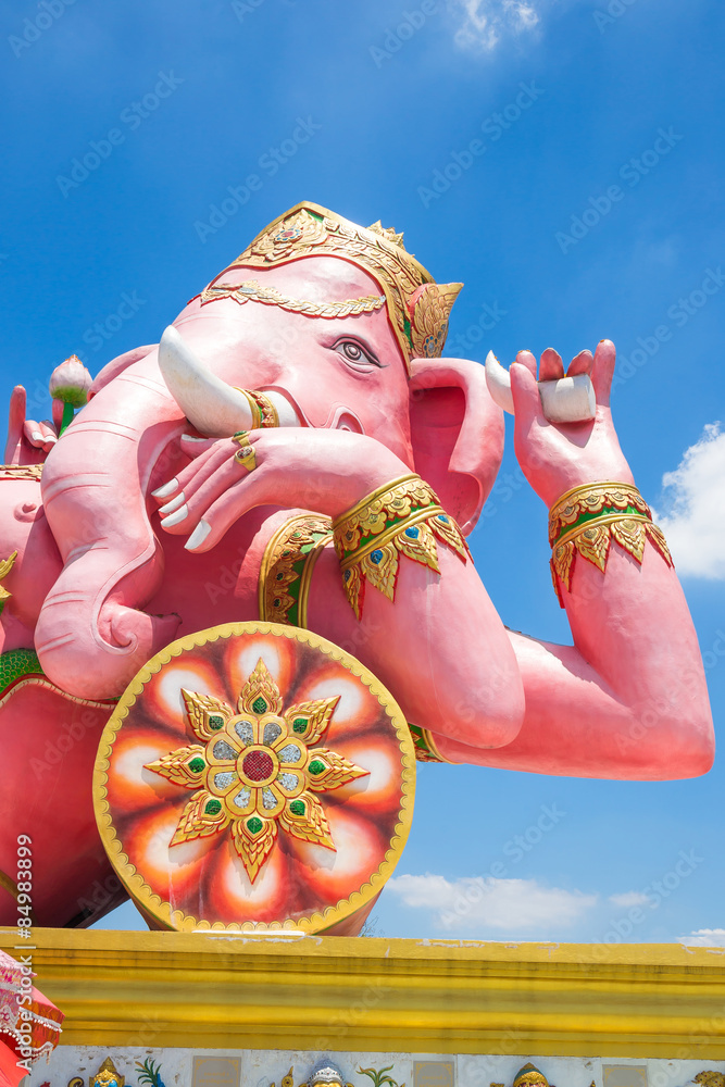 Beautiful Ganesh statue on blue sky at wat saman temple in Prachinburi ...