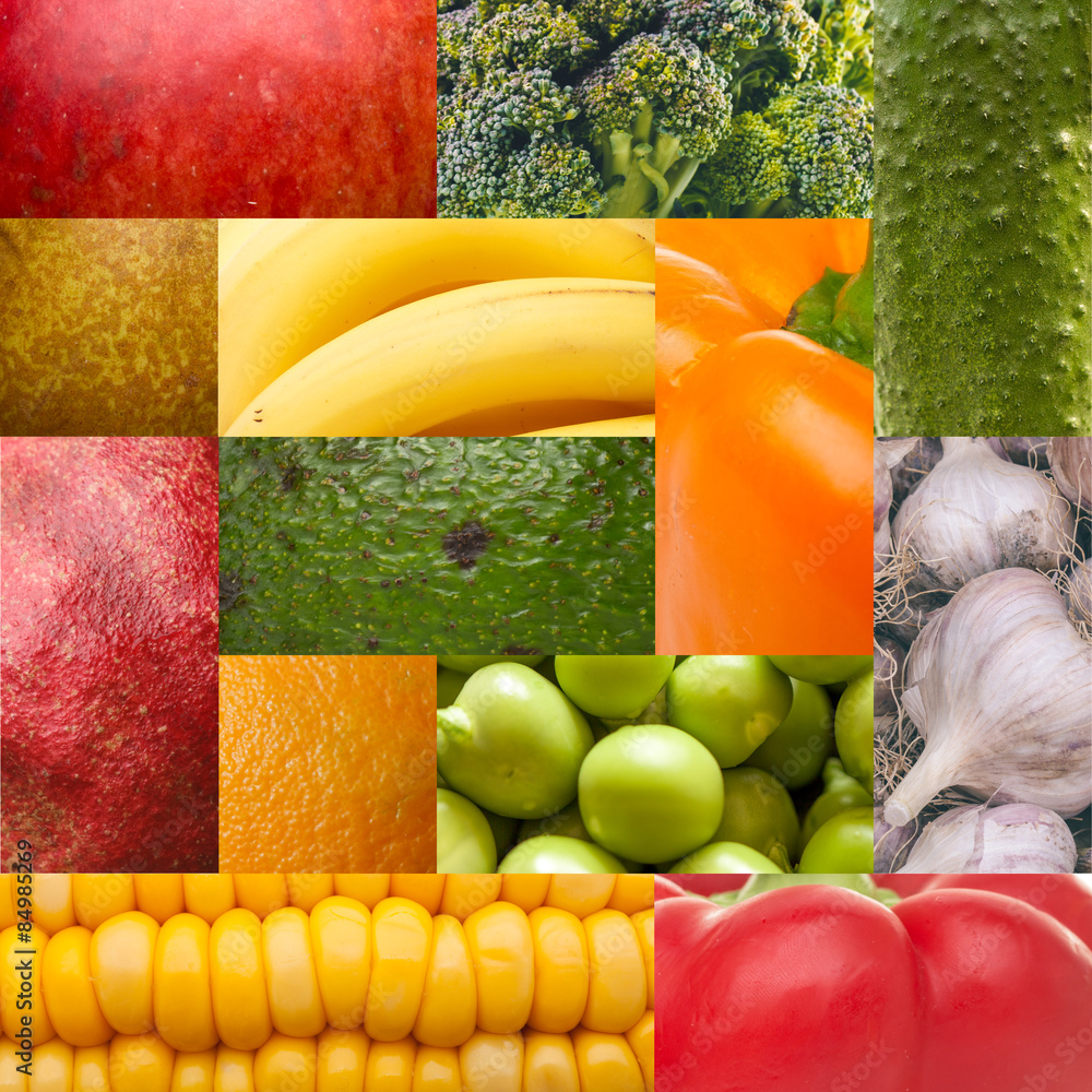 Set texture of natural food: fruit and vegetables Stock Photo | Adobe Stock