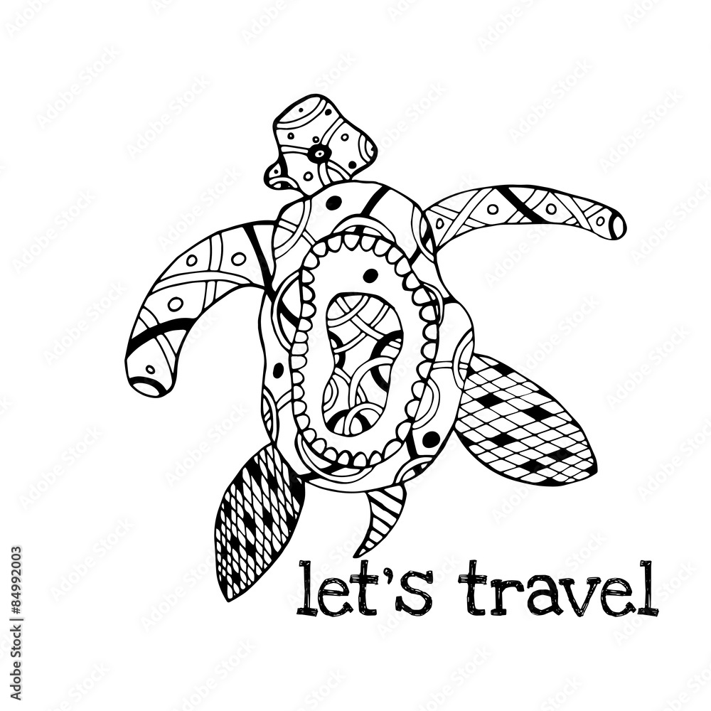 Zentangle tribal stylized turtle. Hand Drawn aquatic doodle Stock ... Zentangle tribal stylized turtle. Hand Drawn aquatic doodle Stock ...