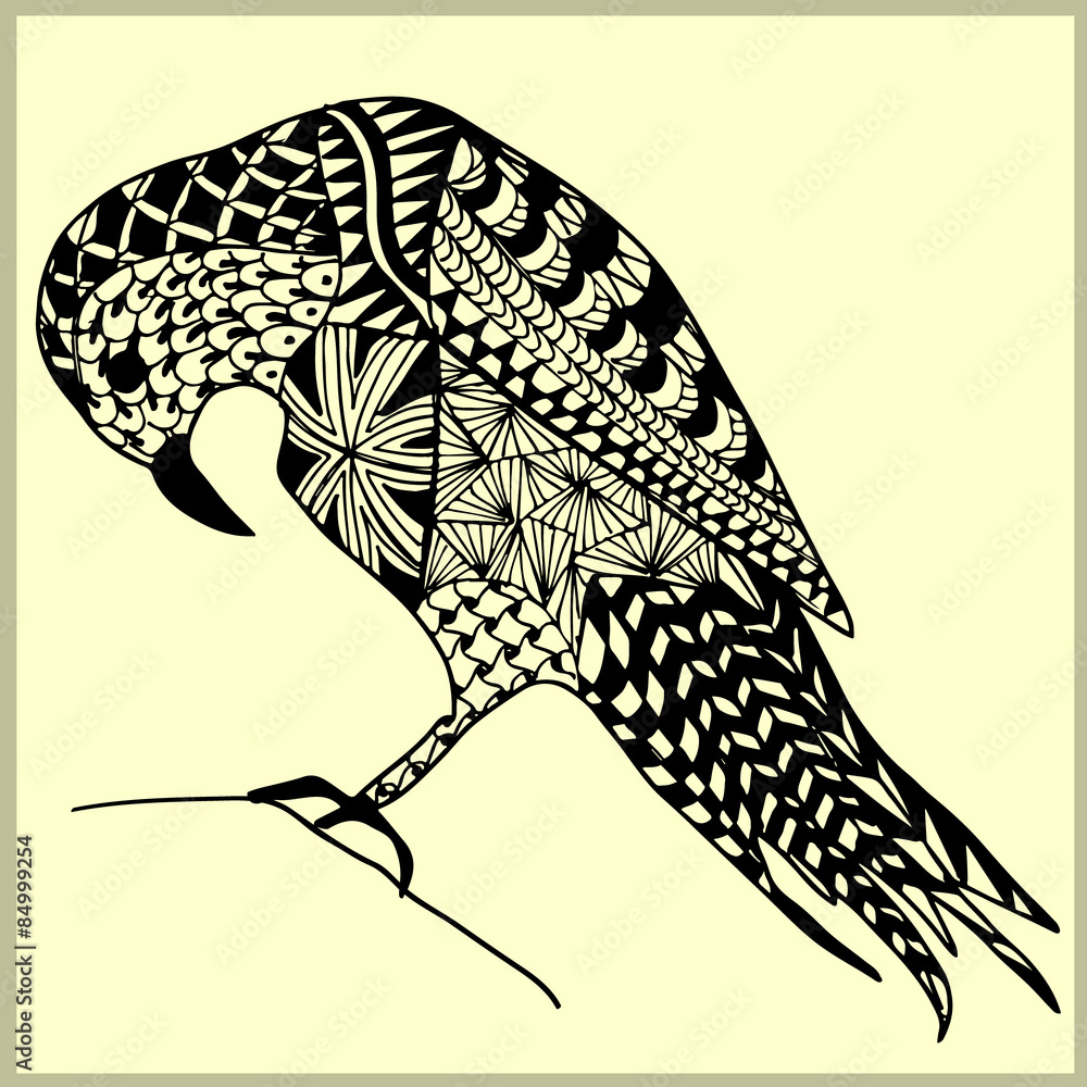 Hand drawn zentangle with a Bird. Use for wallpapers, pattern fills ...