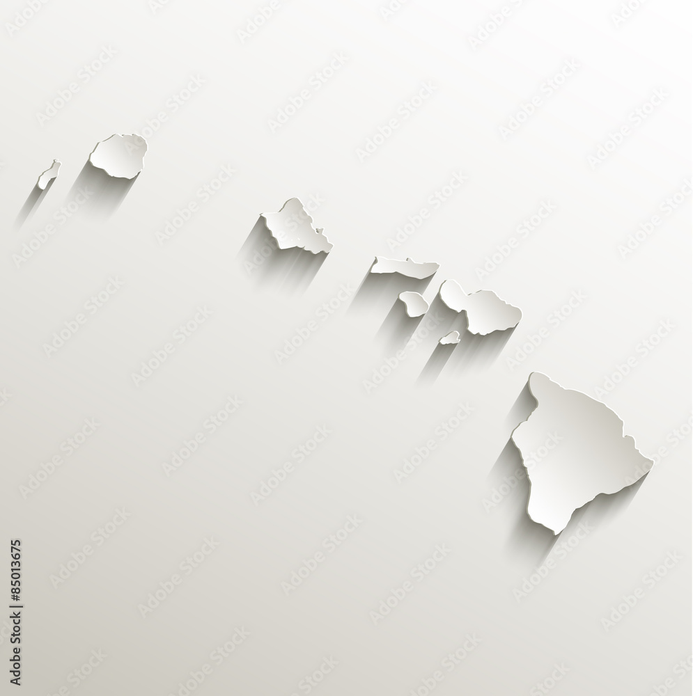 Hawaii map card paper 3D natural vector Stock Vector | Adobe Stock