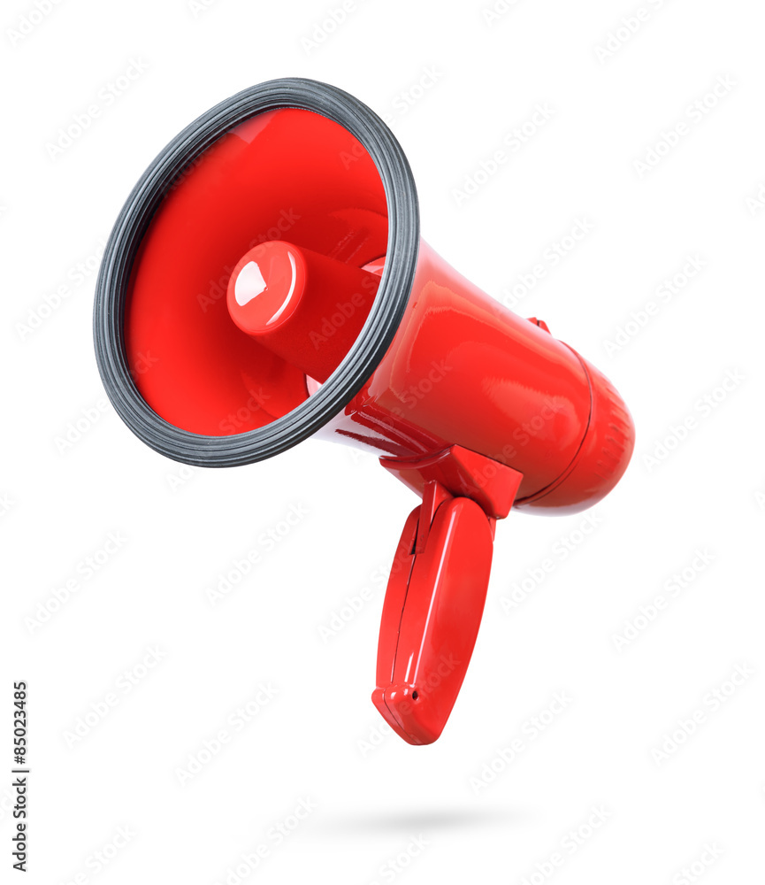 Red megaphone isolated on white background Stock Photo | Adobe Stock