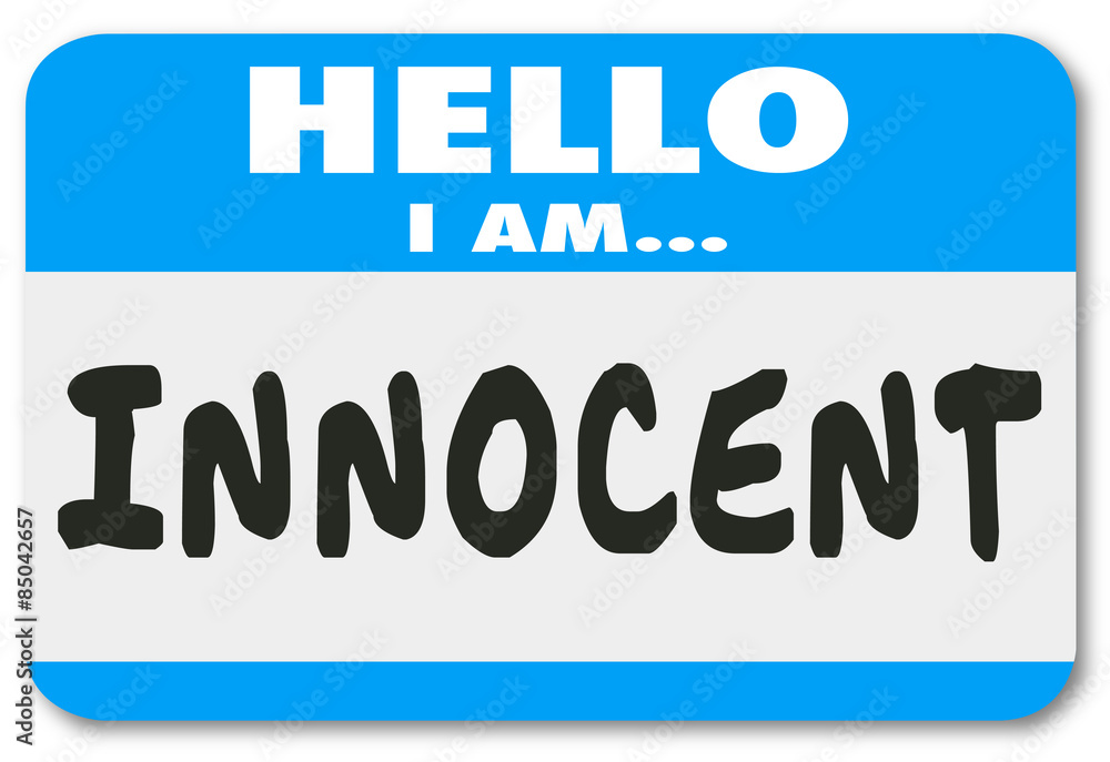 Hello I Am Innocent Good Pure Name Tag Acquital ilustración de Stock ...