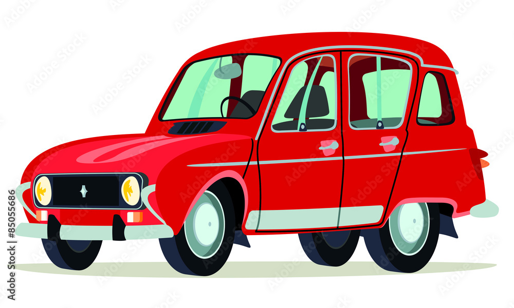 Caricatura Renault 4 años ochenta rojo vista frontal y lateral vector ...