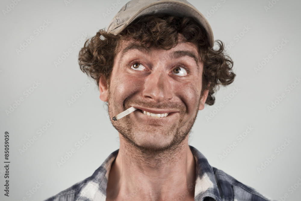 Redneck Biting Lip Stock Photo | Adobe Stock