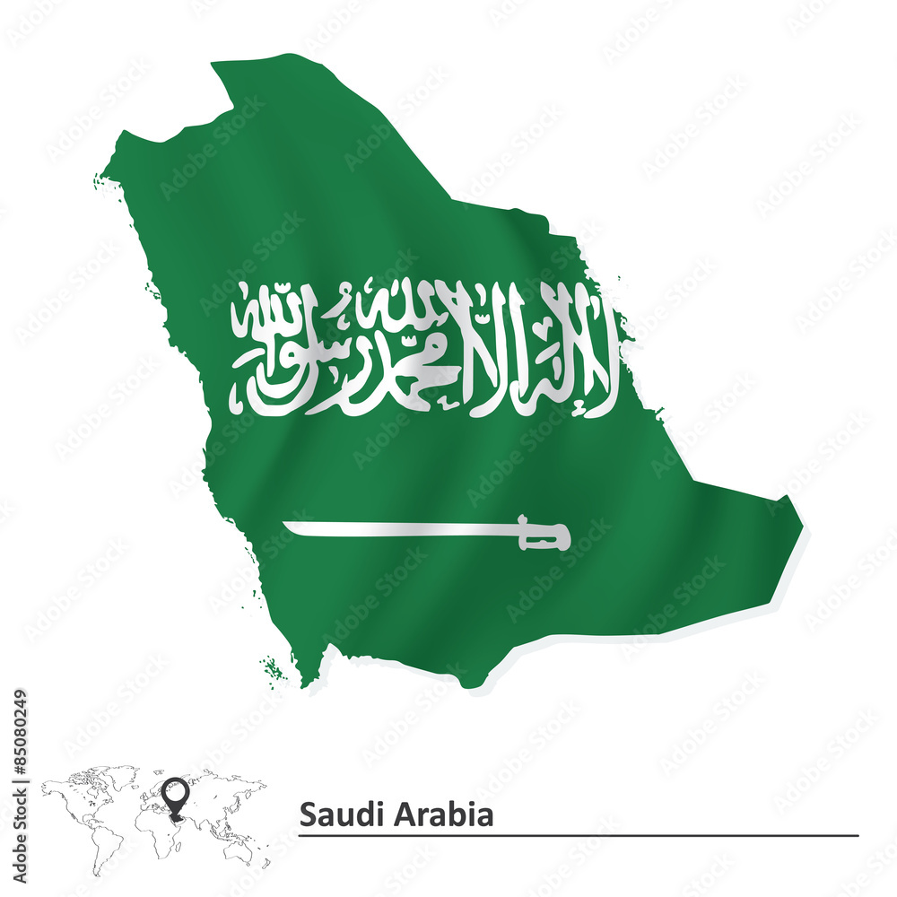Map of Saudi Arabia with flag Stock Vector | Adobe Stock